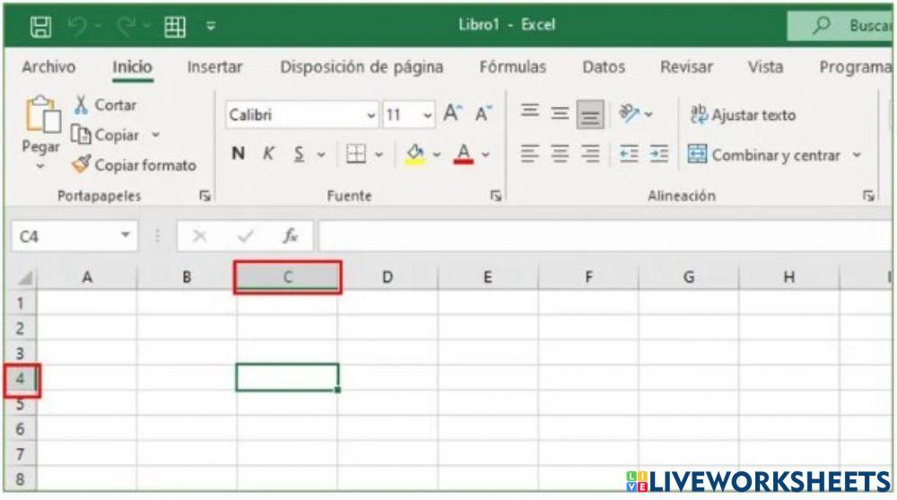 Partes de excel online exercise | Live Worksheets
