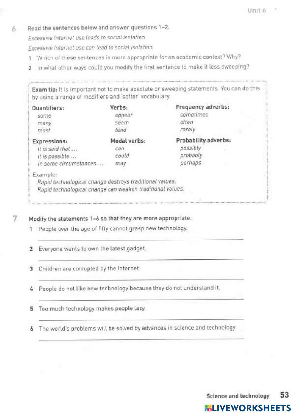 Ielts writing unit 6 worksheet | Live Worksheets