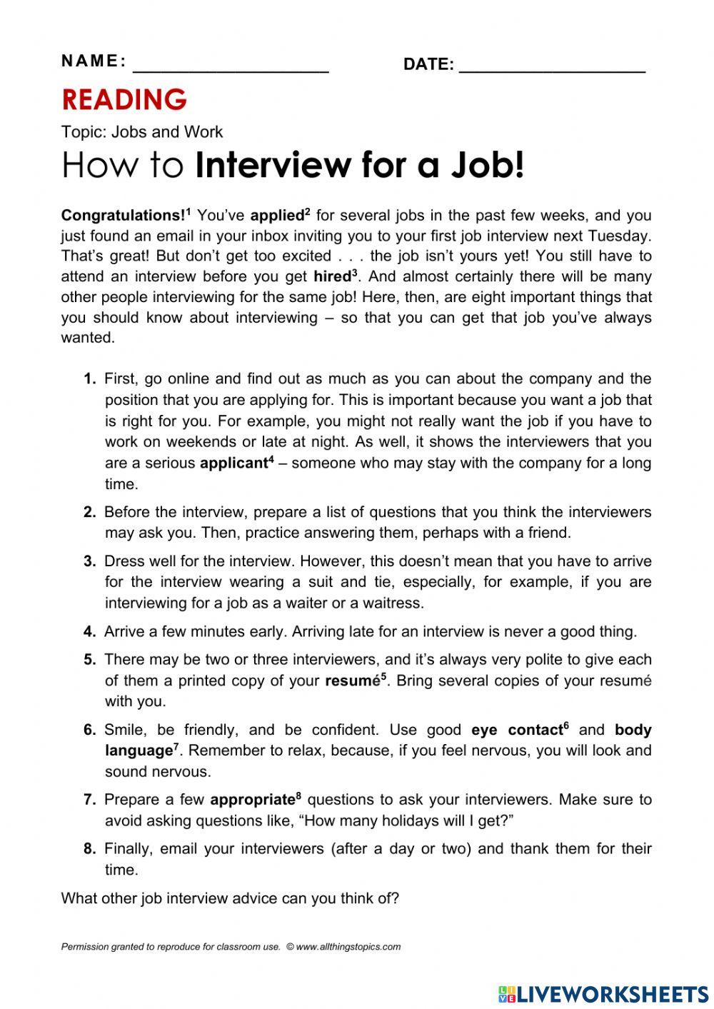 7046396 | Articles Jobs B1 | yourlaura | LiveWorksheets