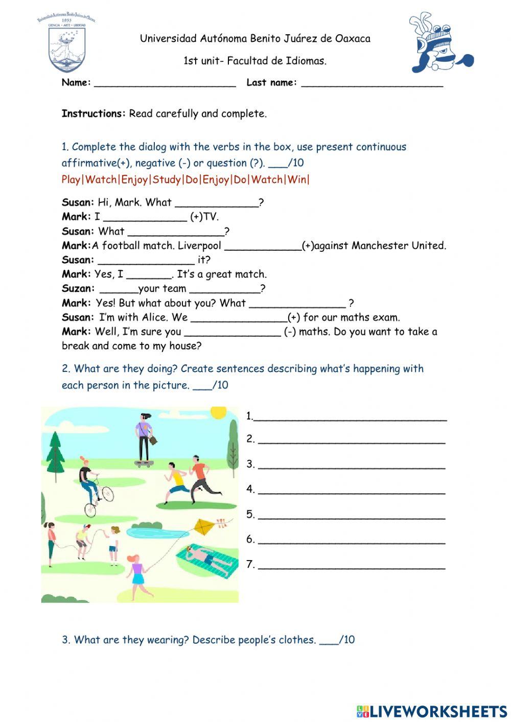 2nd and 3rd unit grammar advanced and conversation online exercise for ...