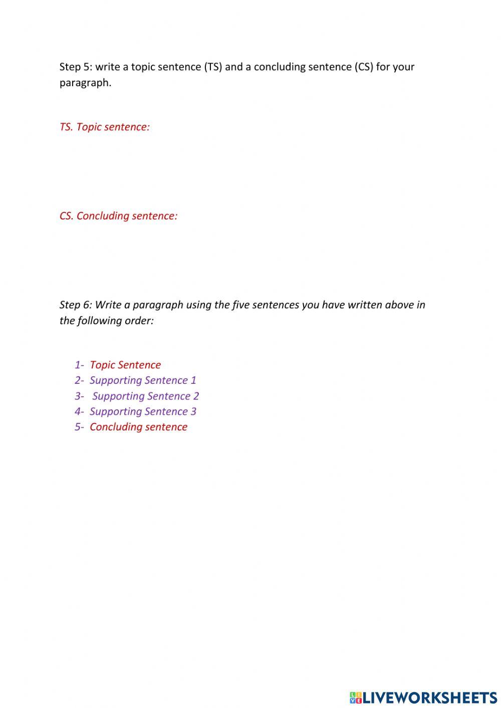 Pdf online activity: Paragraph Writing | Live Worksheets