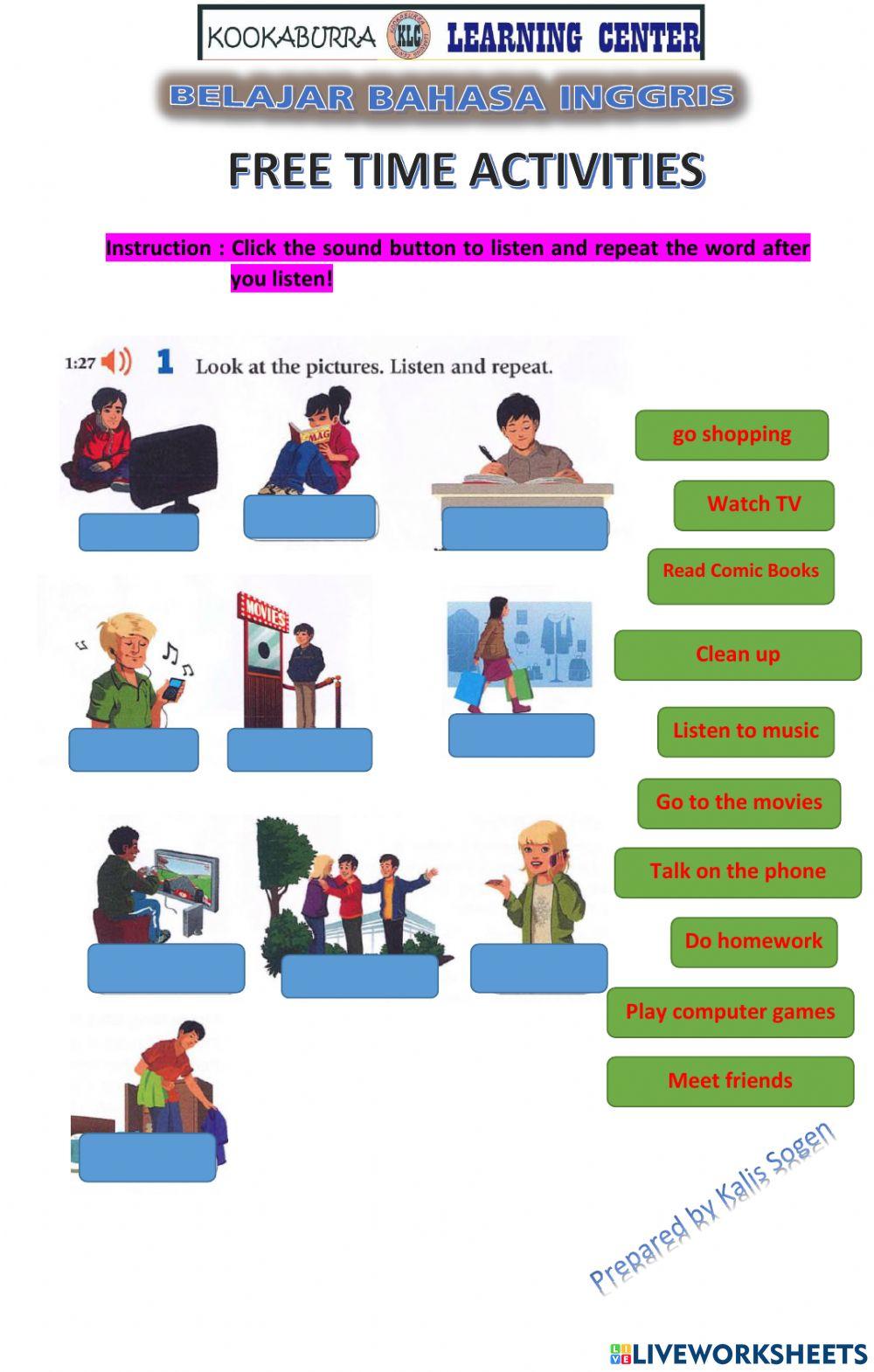 Free Time Activities online exercise for 5 | Live Worksheets