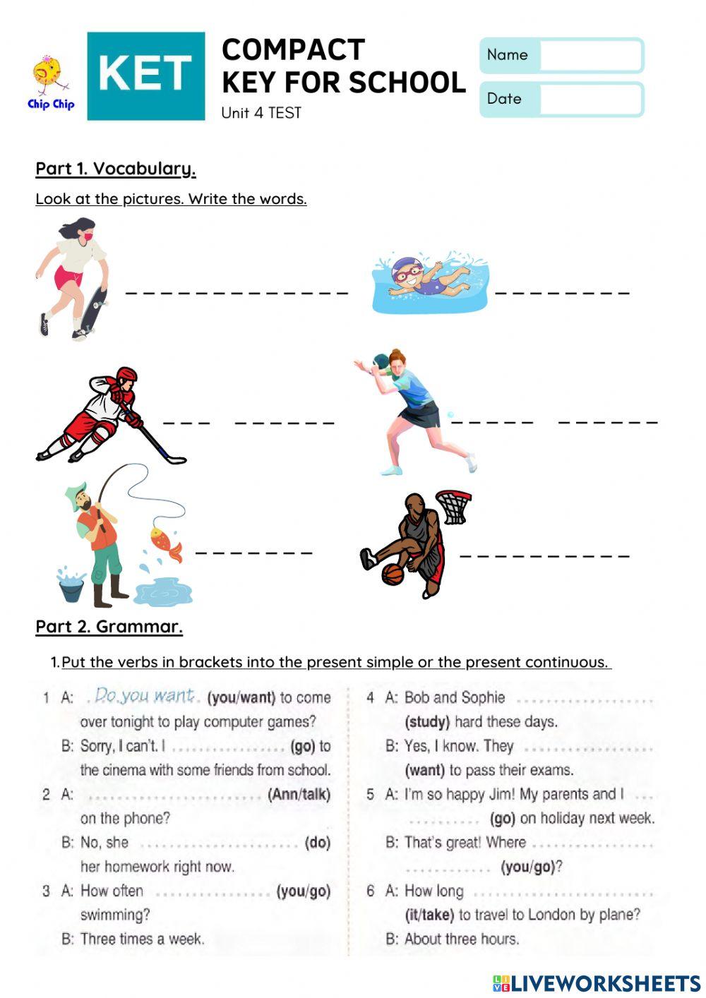 KET Unit 4 Test online exercise for | Live Worksheets