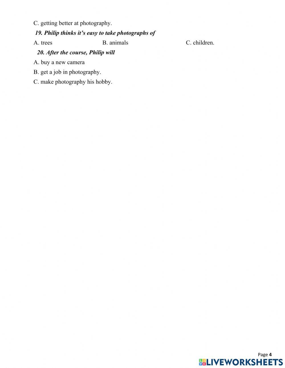 HA4 Sample Test | Free Interactive Worksheets | 7007344