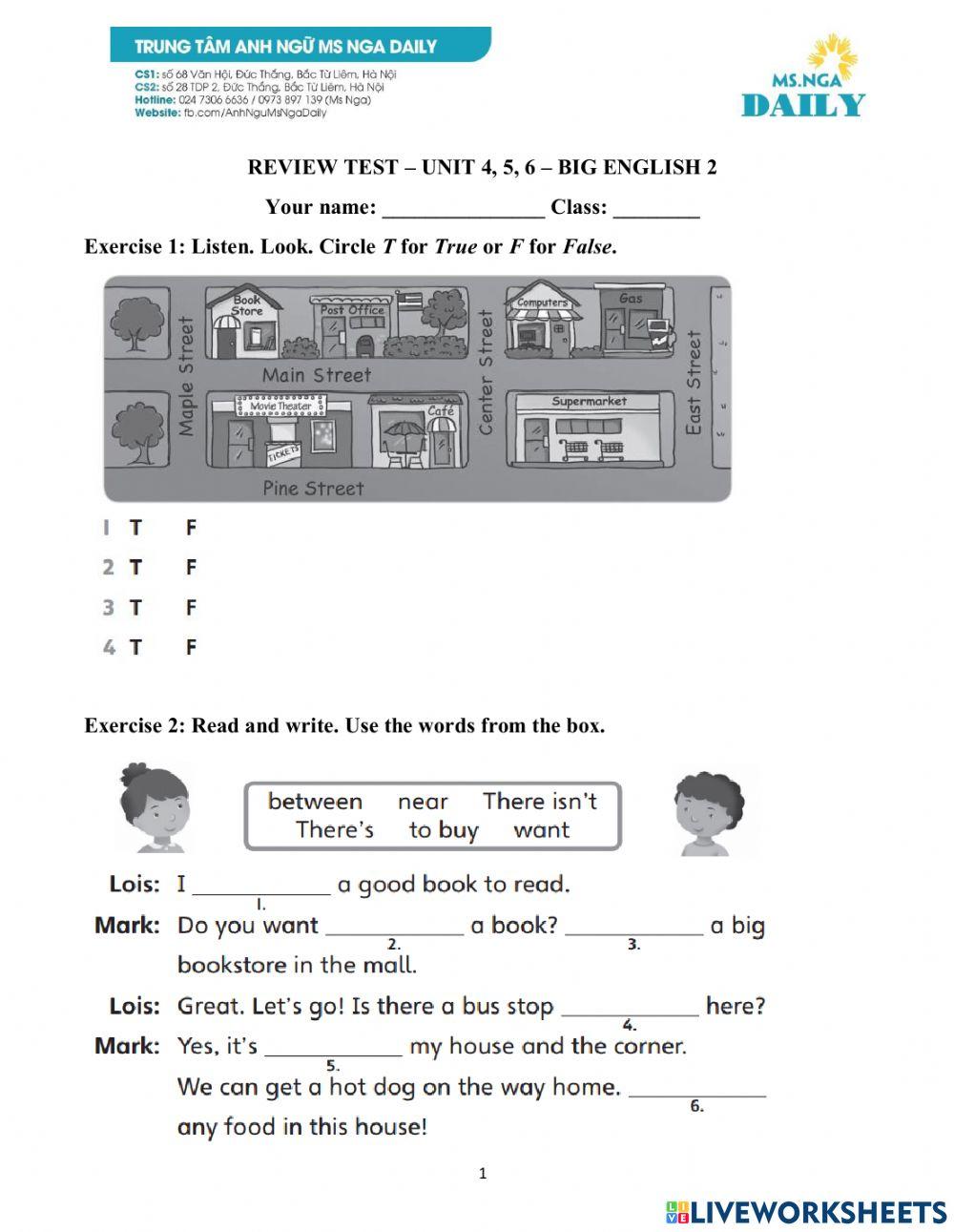 Review Test Unit 4-6 worksheet | Live Worksheets