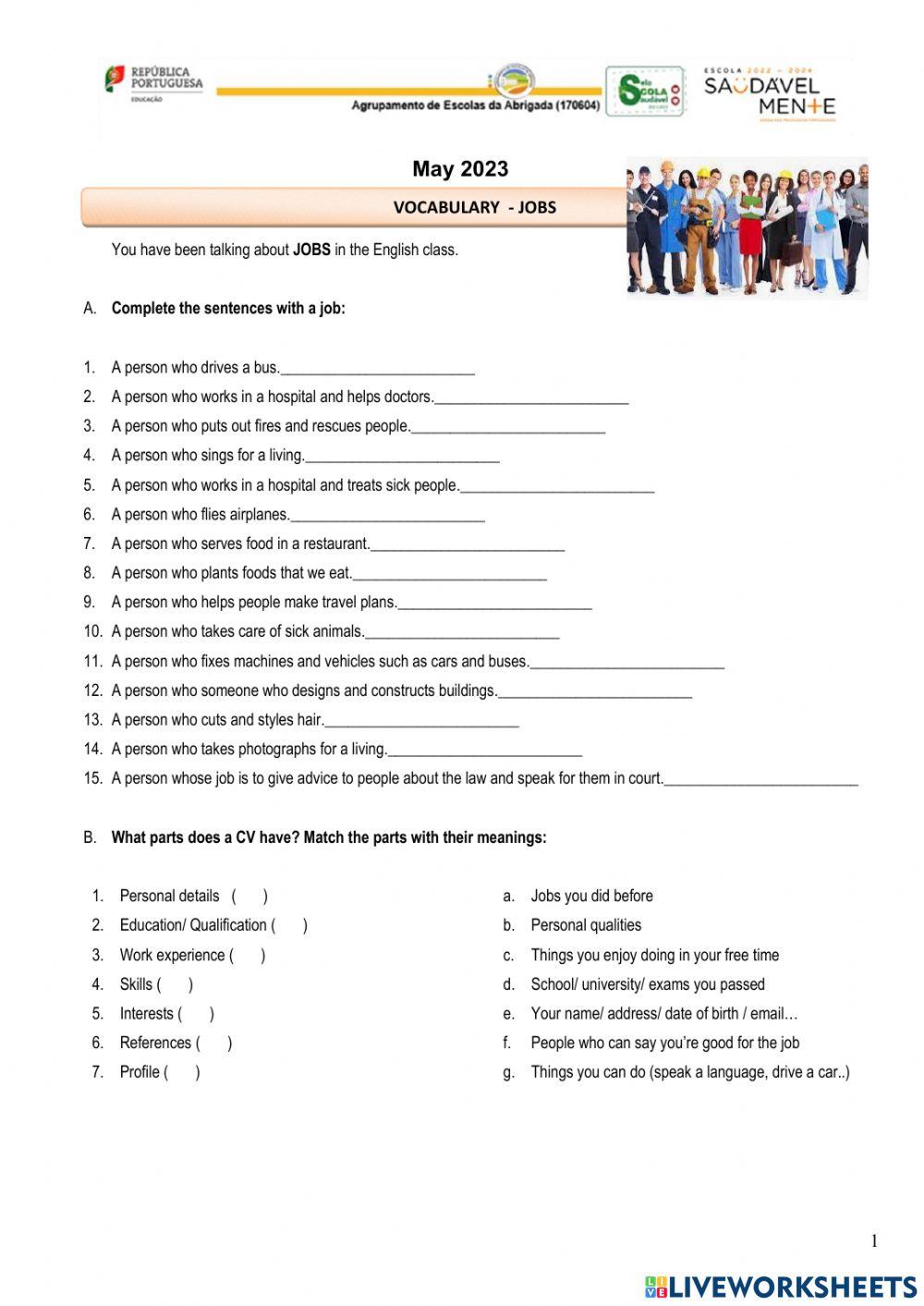 Jobs and Curriculum worksheet | Live Worksheets