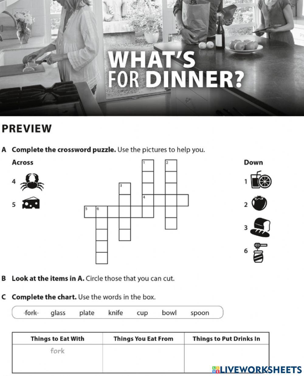 Unit 7: What's for dinner? Teenagers 5 Time Zones 2 online exercise for ...