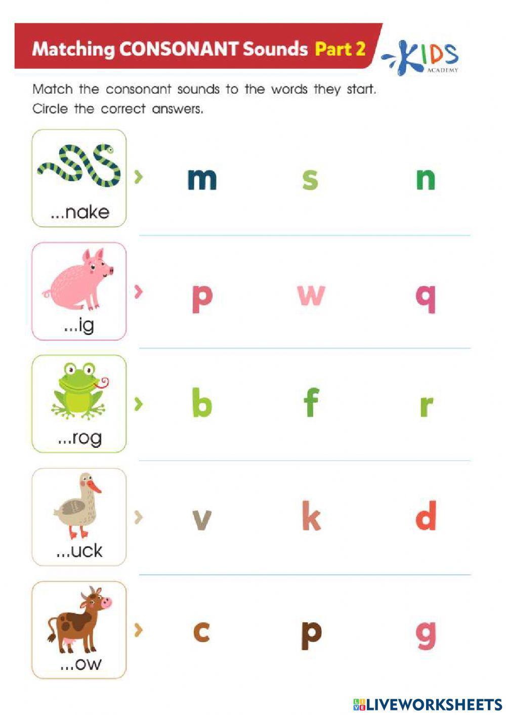consonant letters worksheet 2 online exercise for | Live Worksheets
