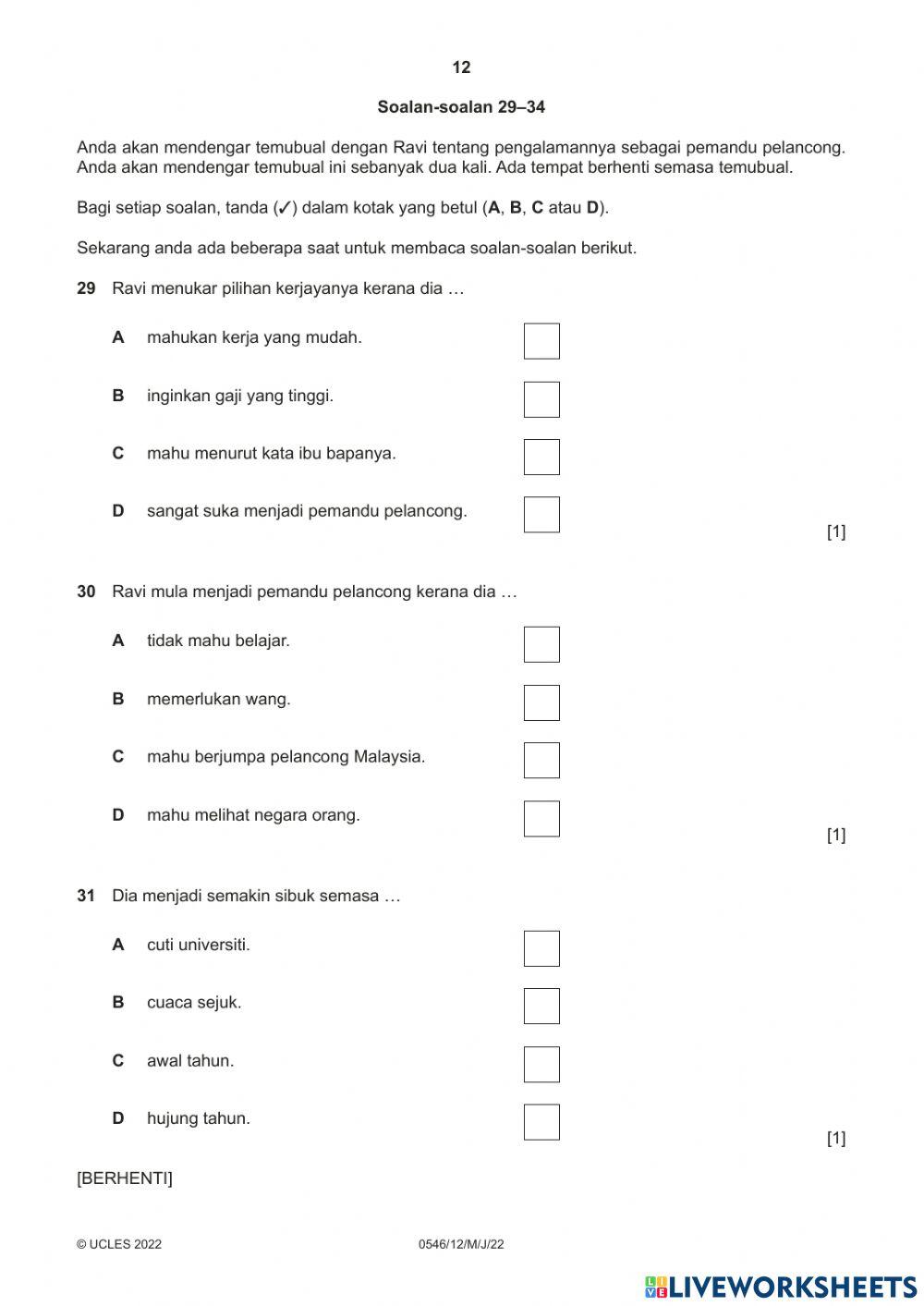 Listening paper 2022 part 2 worksheet | Live Worksheets