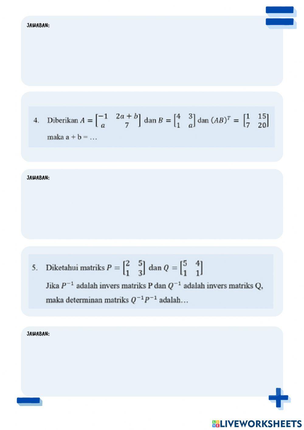 E-LKPD Matriks activity | Live Worksheets