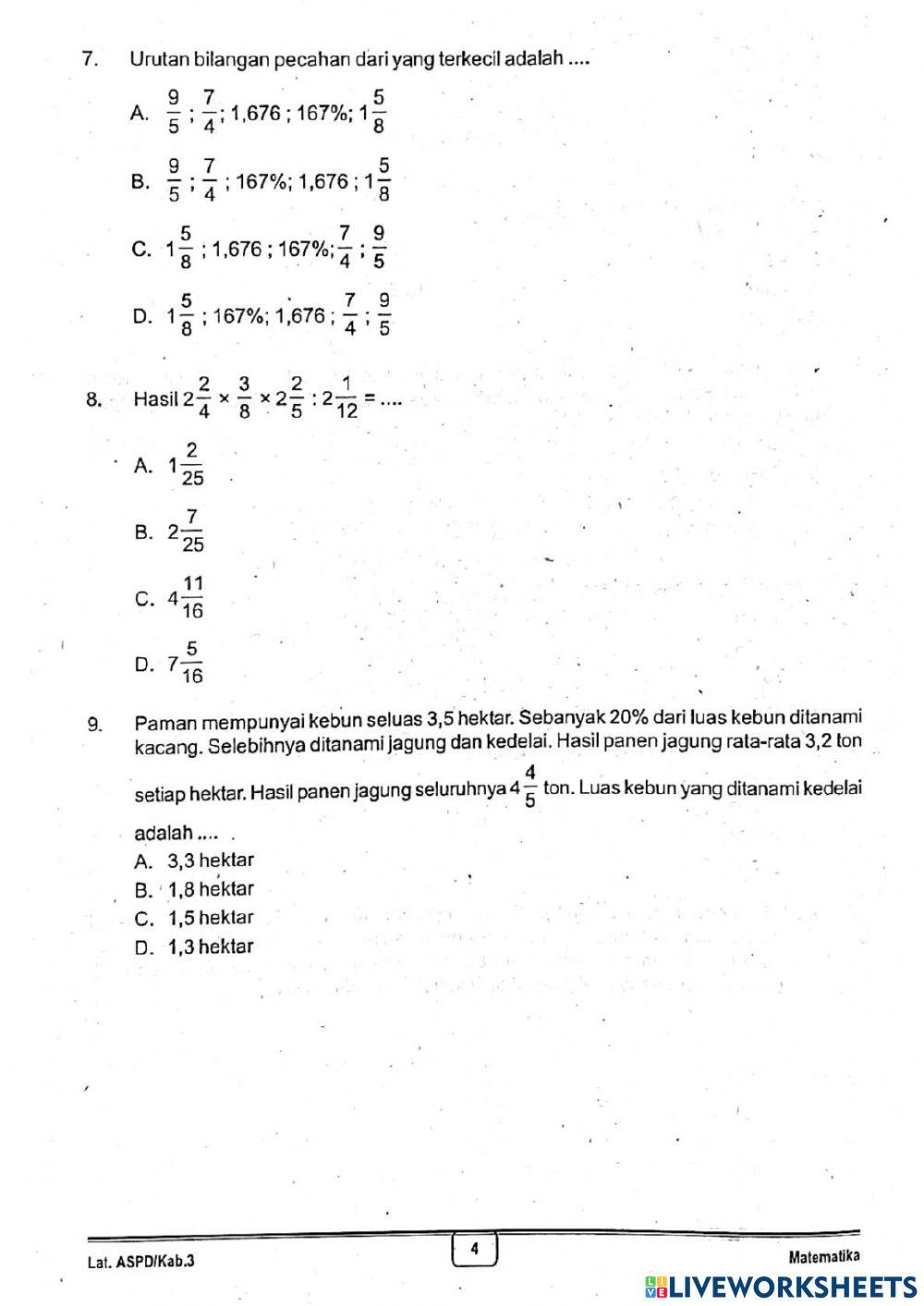 Simulasi PSAT worksheet | Live Worksheets