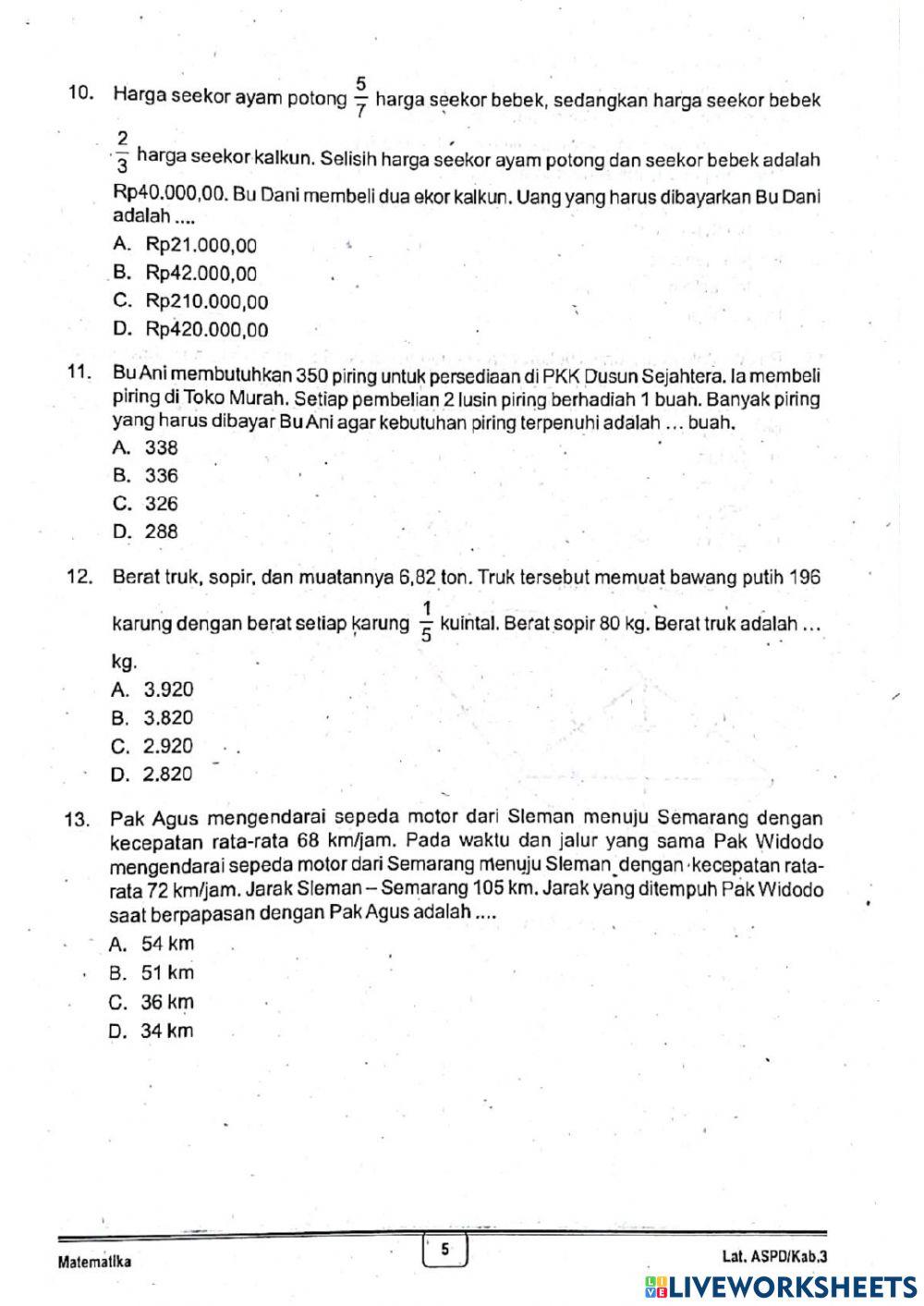 Simulasi PSAT worksheet | Live Worksheets