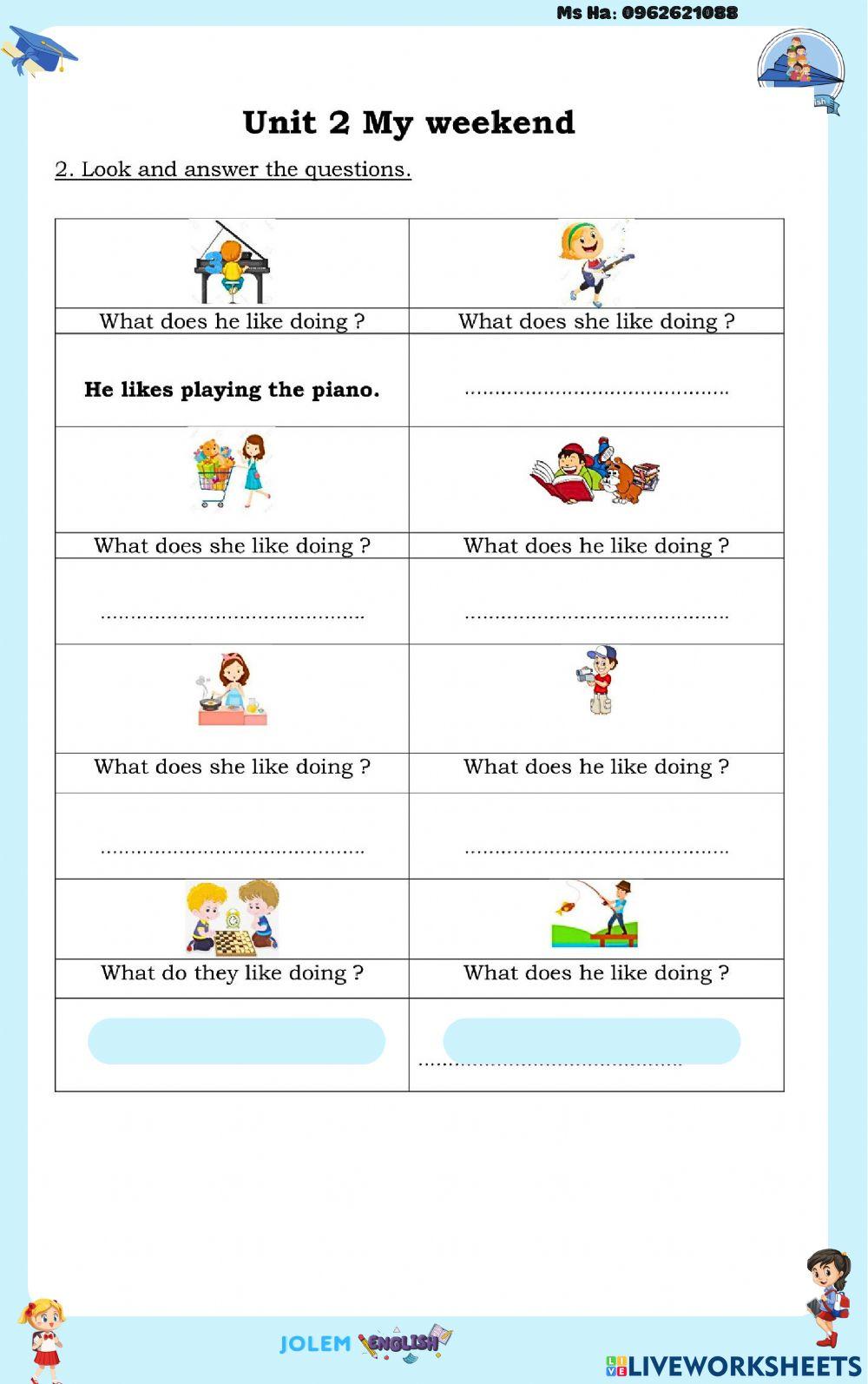 Fa3 U2 L2 -My weekend worksheet | Live Worksheets