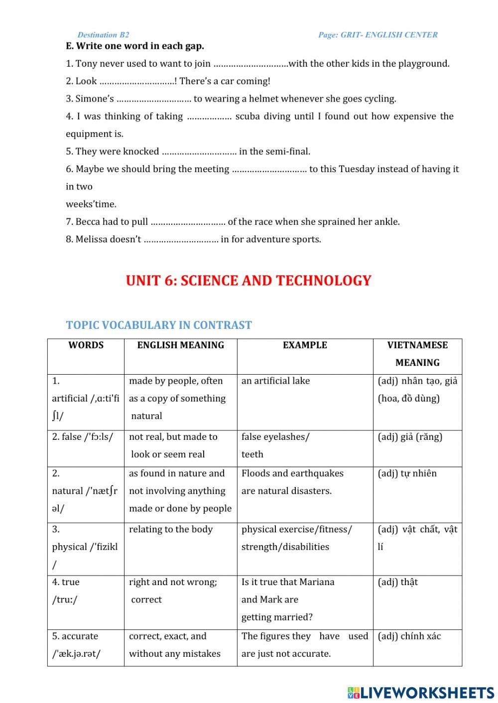 Destination B2 … | Free Interactive Worksheets | 7001997