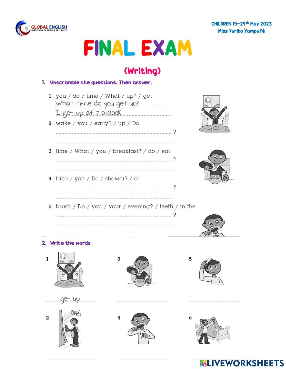 Listening-final exam interactive worksheet | Live Worksheets