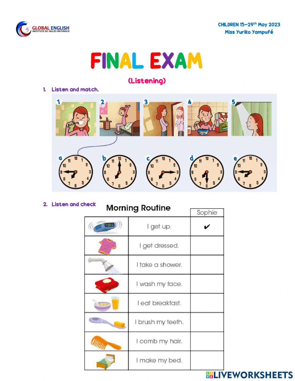 Listening-final exam activity | Live Worksheets