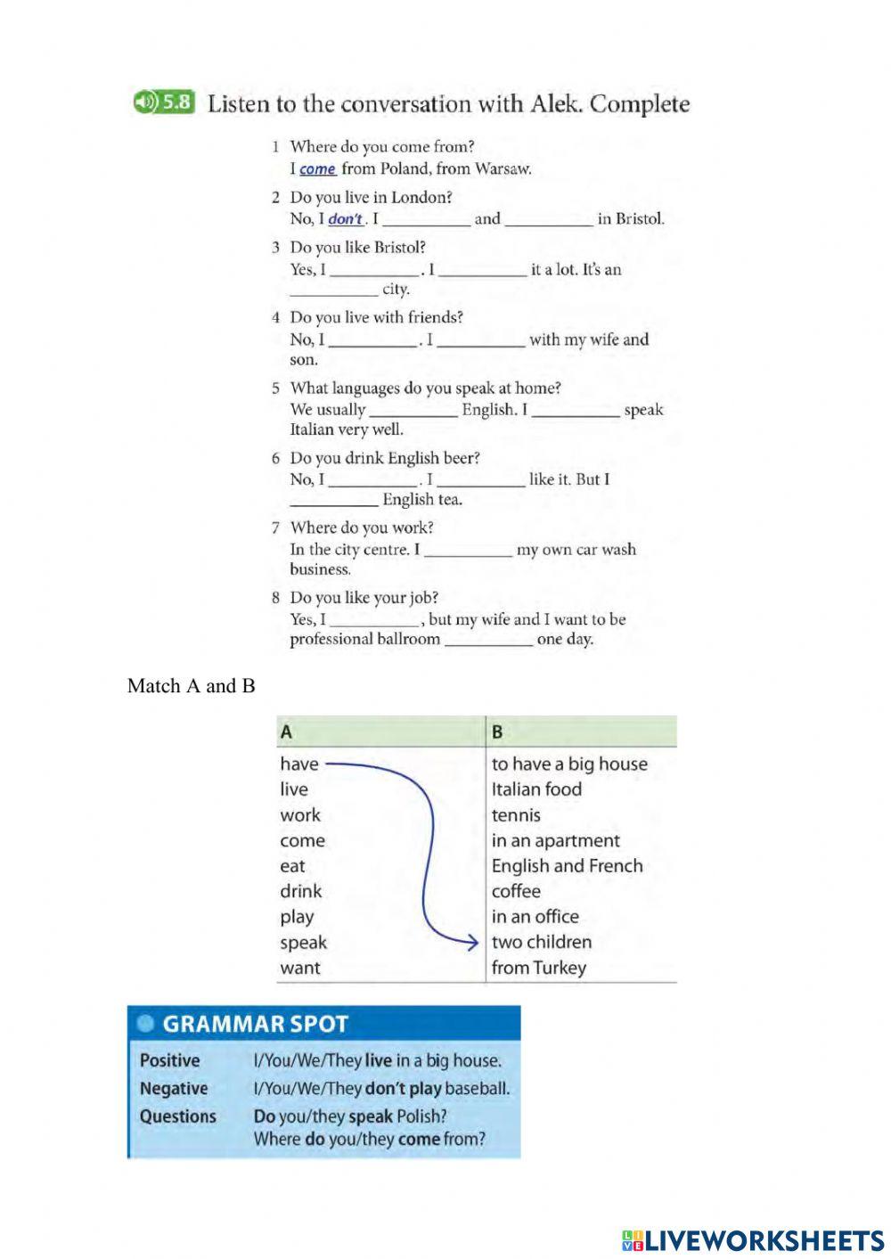 Things I like activity | Live Worksheets