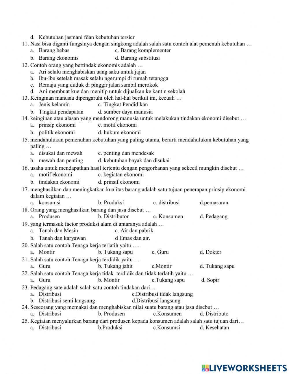 Soal pat ips activity | Live Worksheets