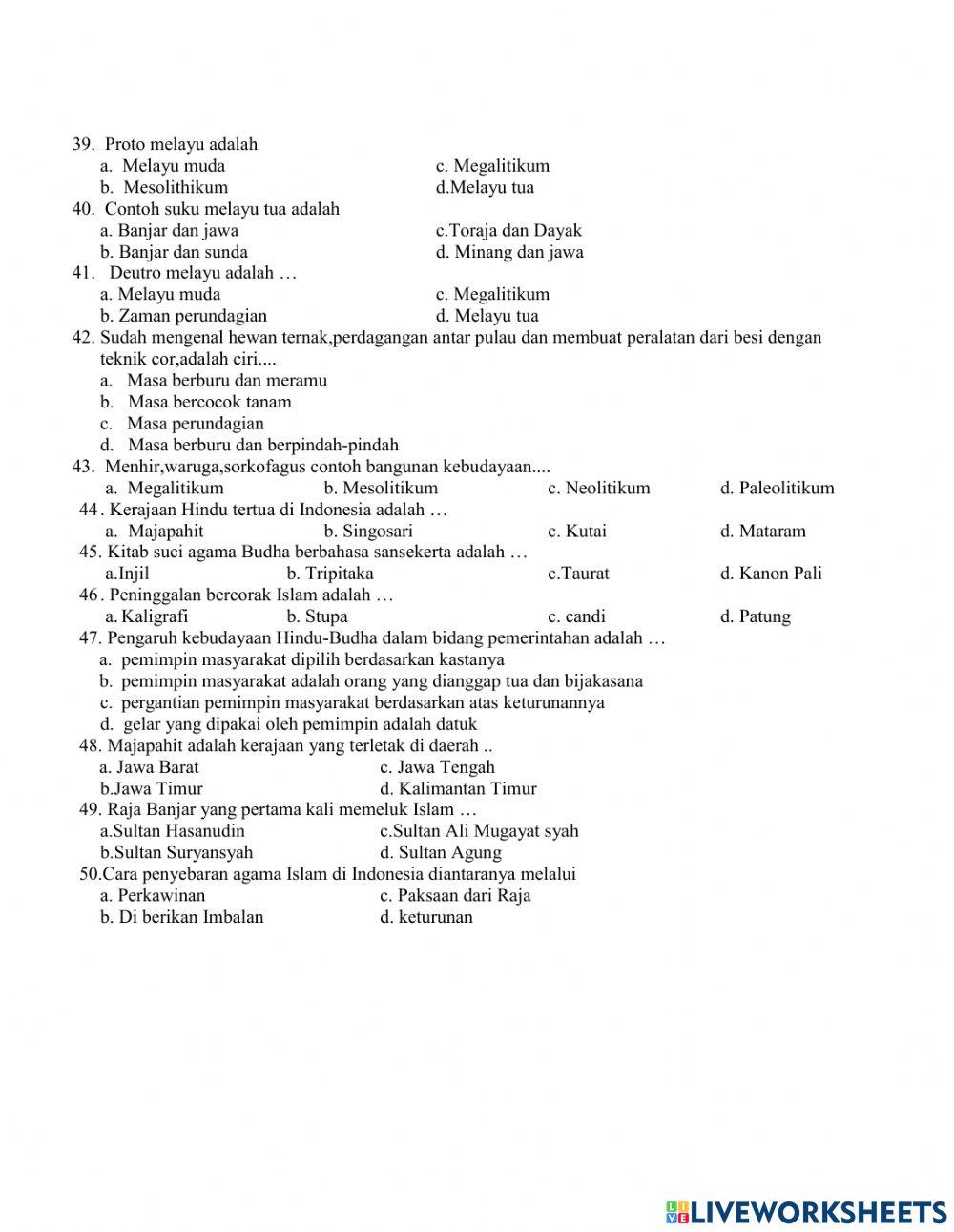 Soal pat ips activity | Live Worksheets