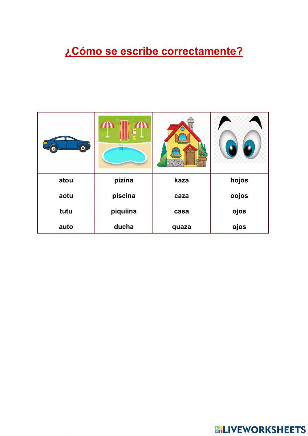 ¿Cómo se escribe correctamente? interactive worksheet | Live Worksheets