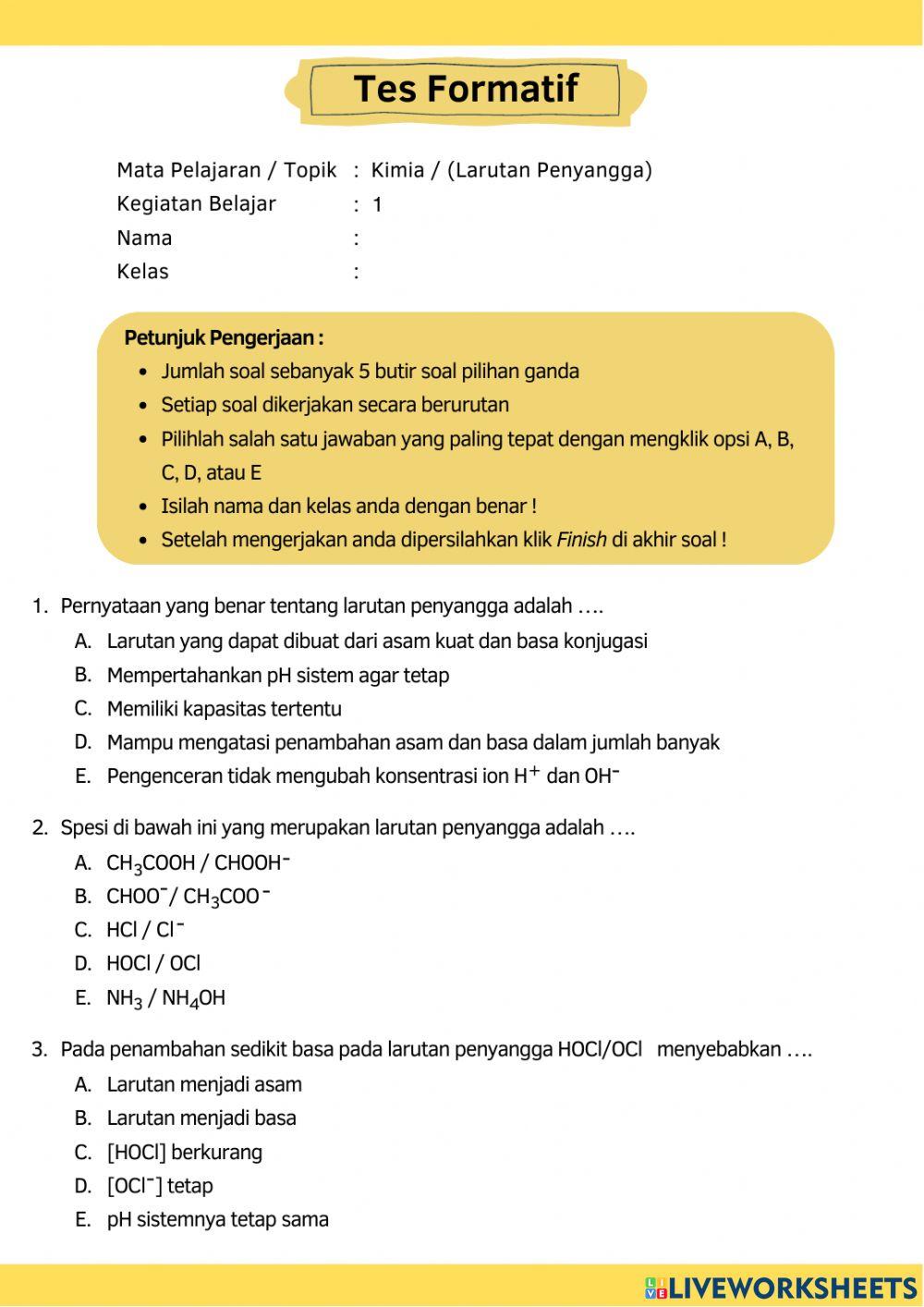 Tes Formatif Kegiatan Belajar 1 exercise | Live Worksheets