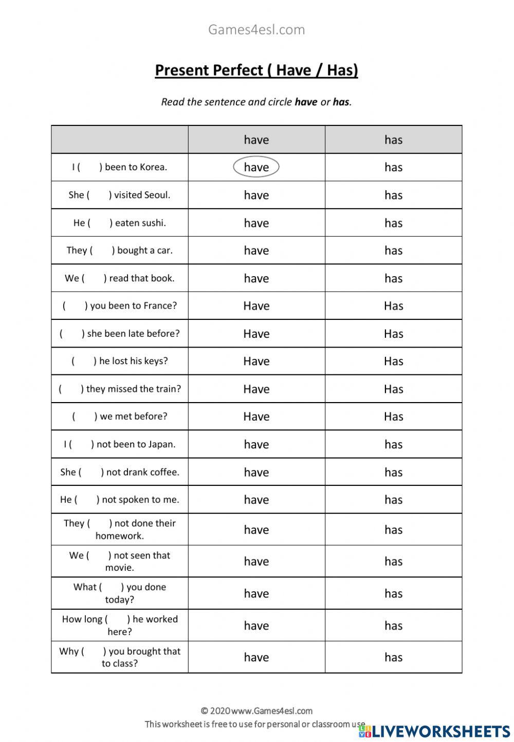 7002122 | Present Perfect Have-Has | Marcth