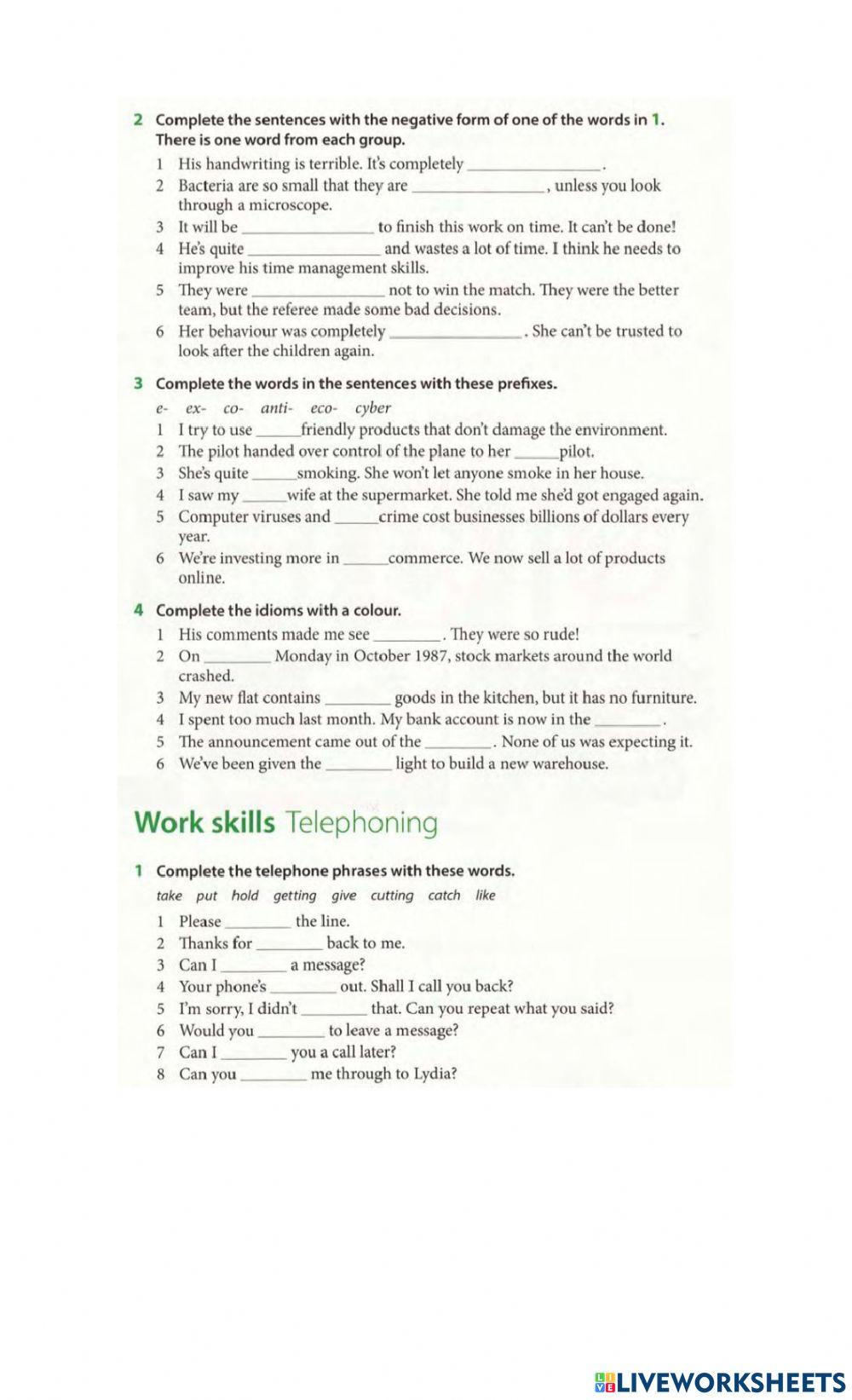 Business Pre In… | Free Interactive Worksheets | 7049958