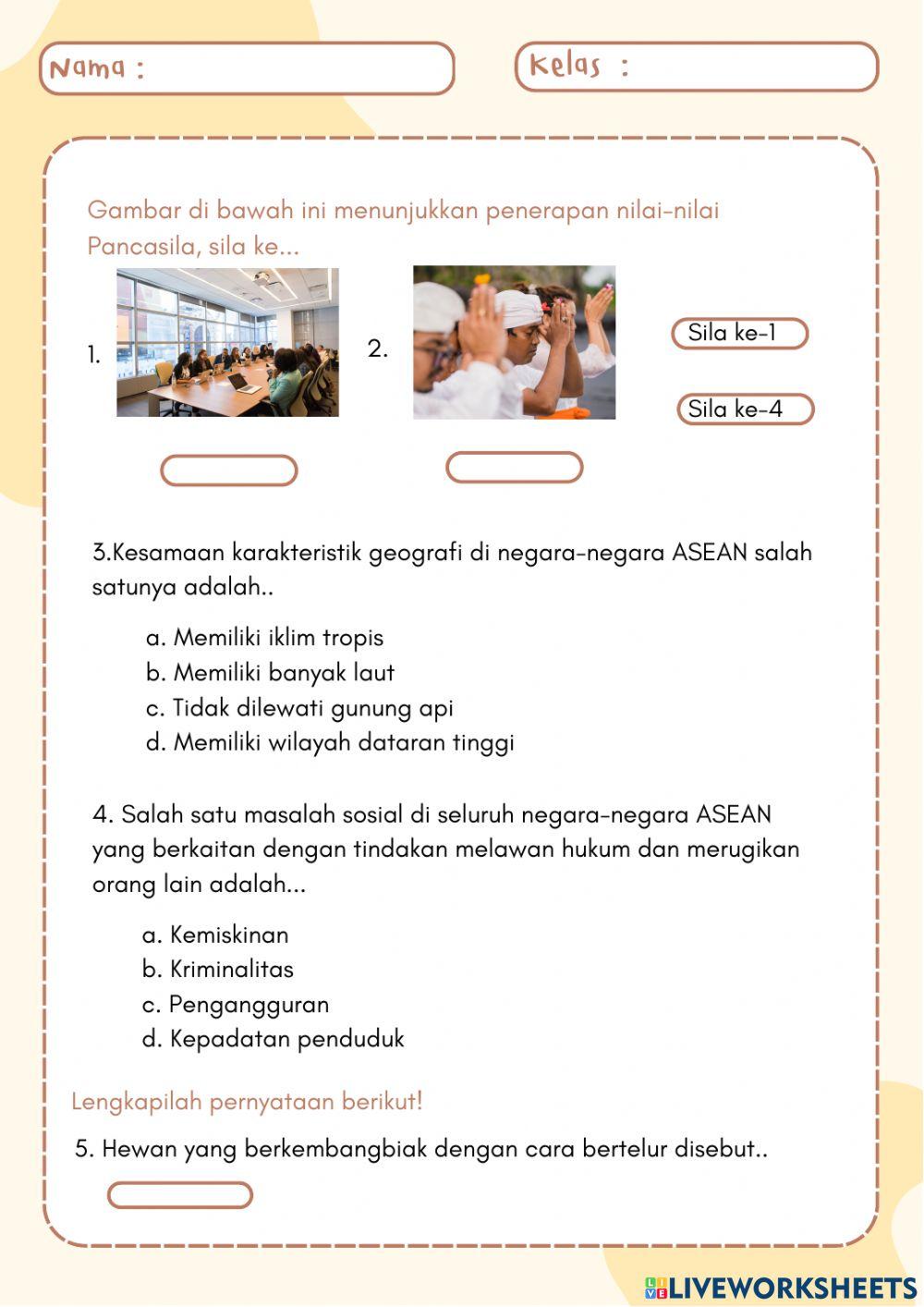 Kelas 6 (Tema 1) worksheet | Live Worksheets