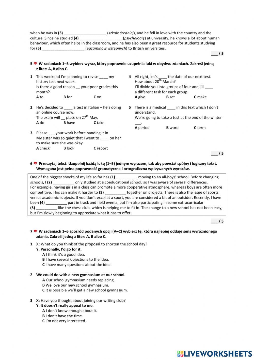 repetytorium U3 | Free Interactive Worksheets | 7000017