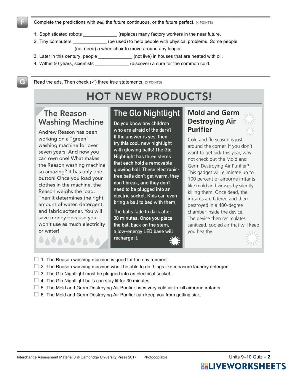 QUIZ UNITS 9 -1… | Free Interactive Worksheets | 7000033