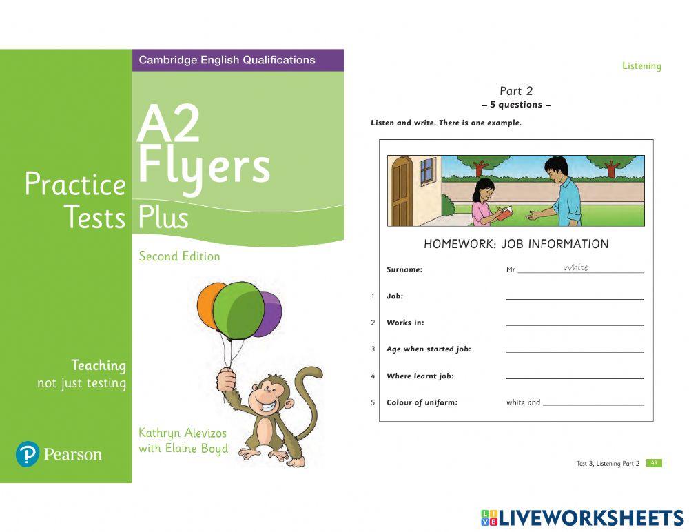FLYERS TEST PLUS 3 online exercise for | Live Worksheets