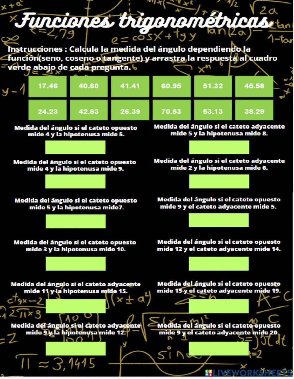 Funciones trigo… | Free Interactive Worksheets | 7019222