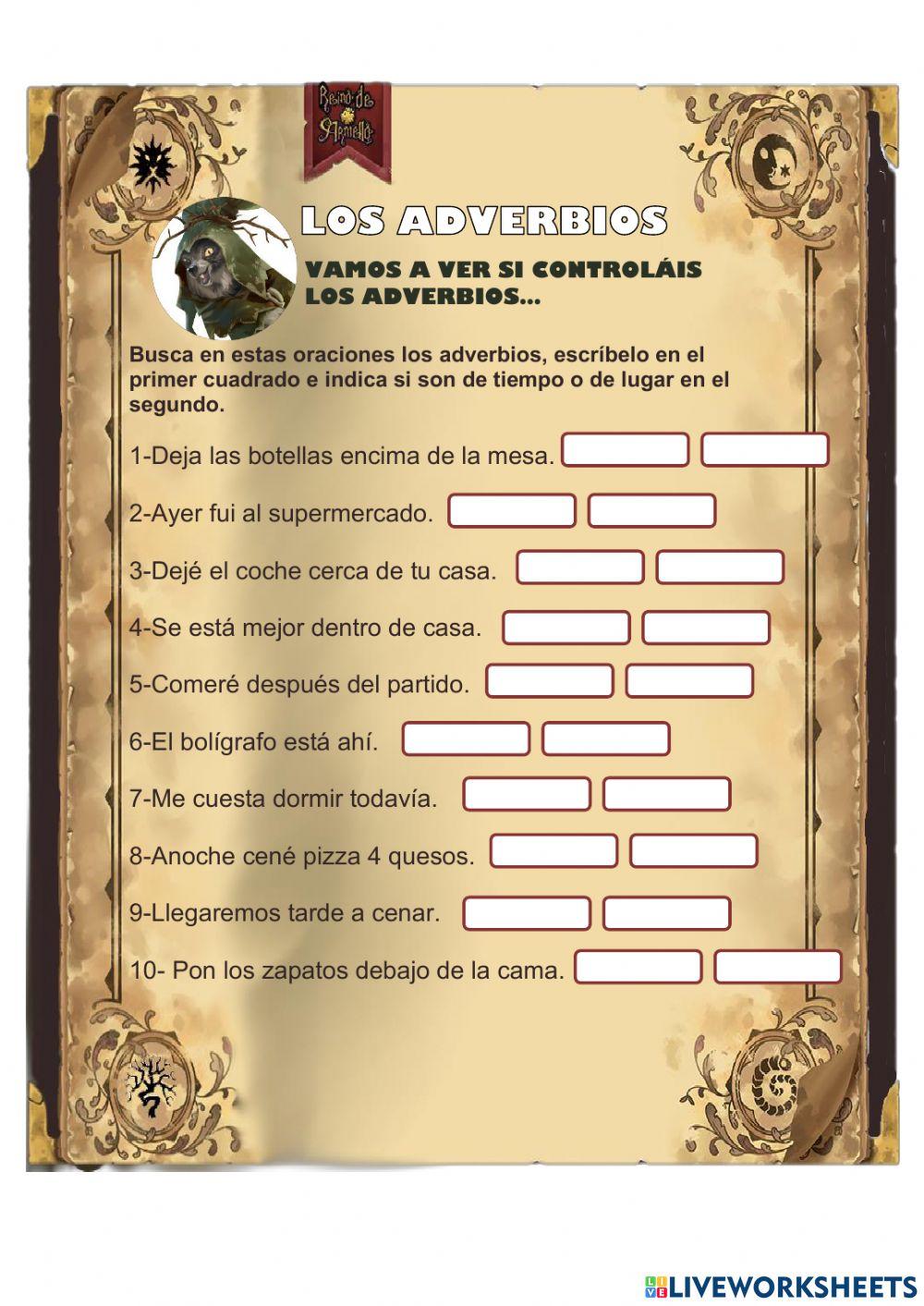 LENGUA-t11-adverbios worksheet | Live Worksheets