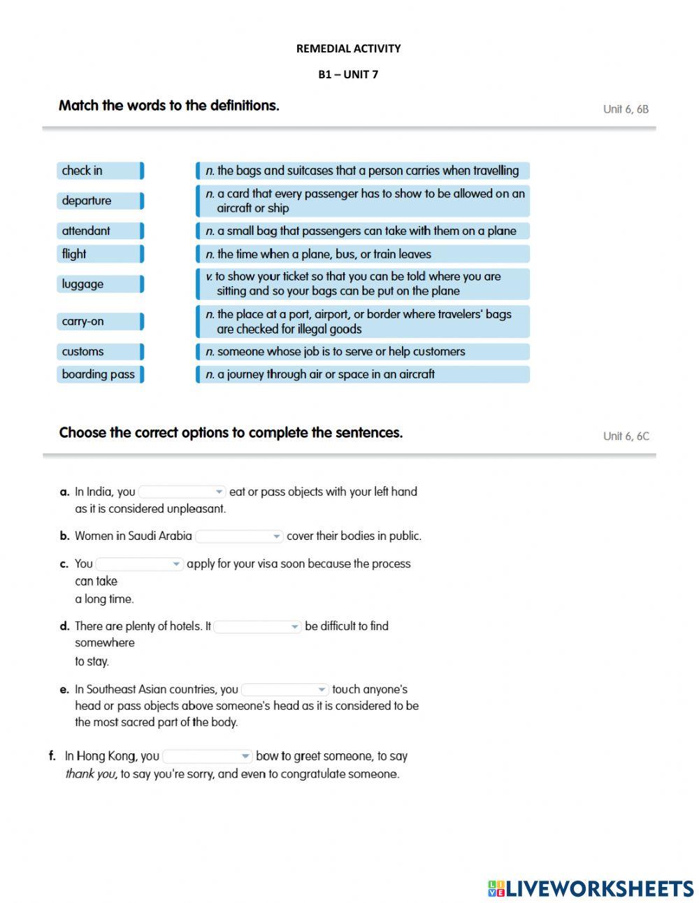 B1 Unit 6 Remedial Activity 3155 | Teacher_JuanCarlos