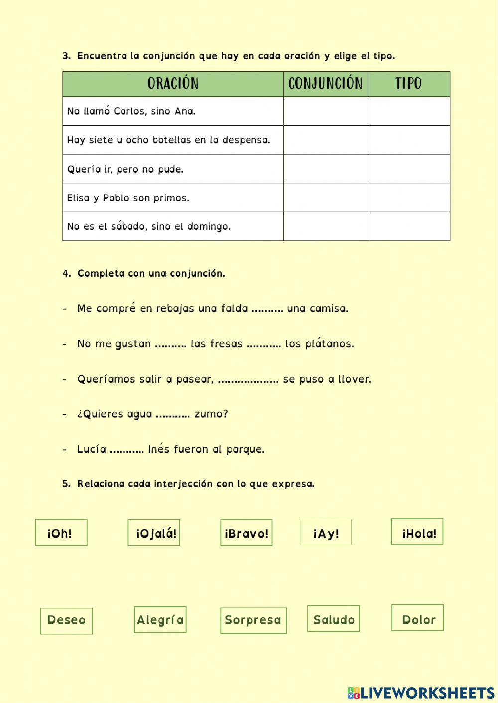 Preposiciones, … | Free Interactive Worksheets | 7019797
