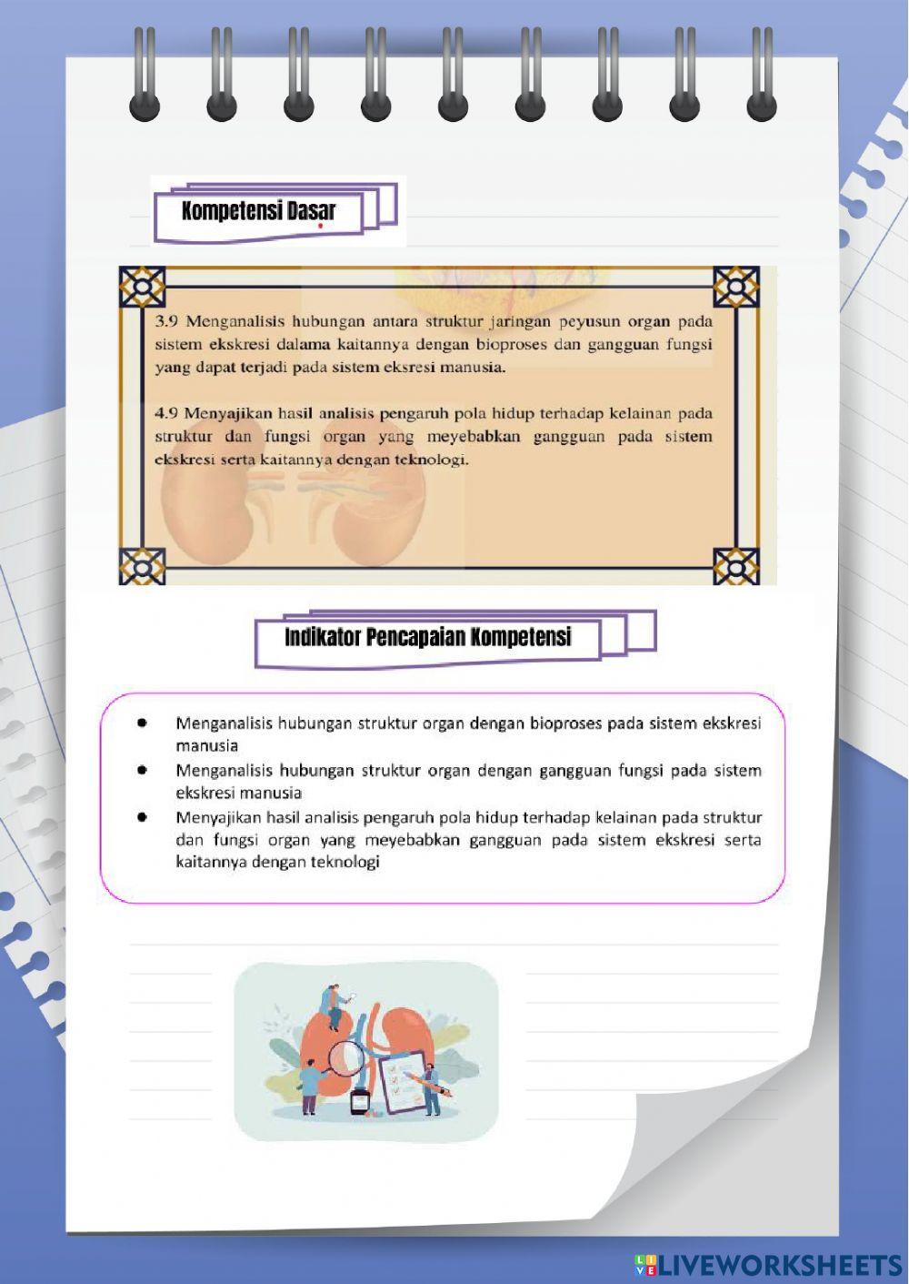 LKPD SISTEM EKSKRESI: GINJAL online exercise for | Live Worksheets