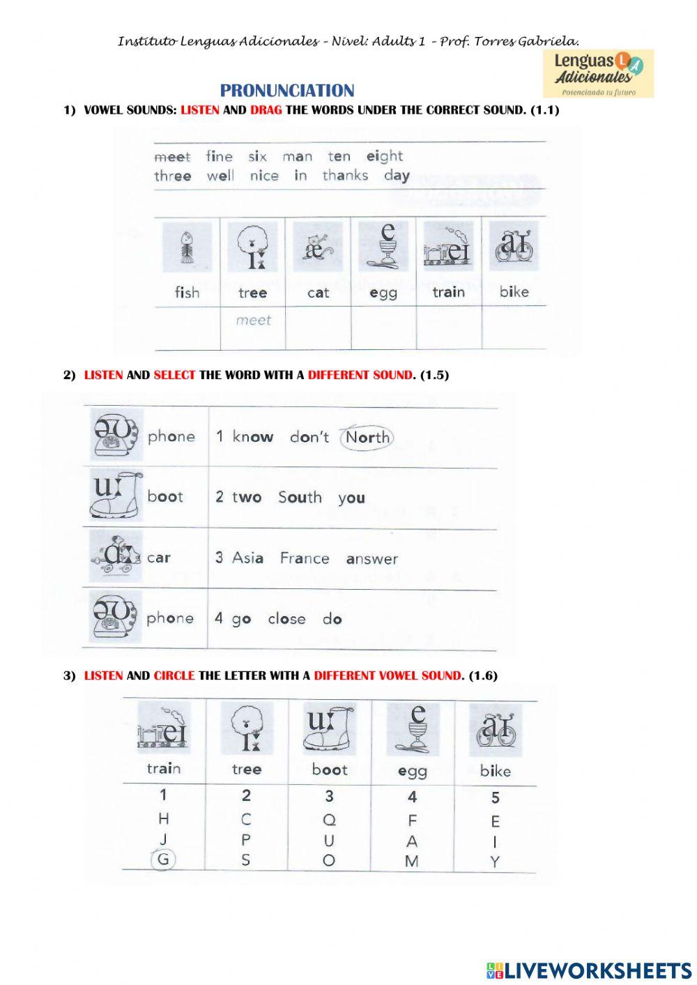 Pronunciation - Adults - A1 6999683 | missgabrielatorres