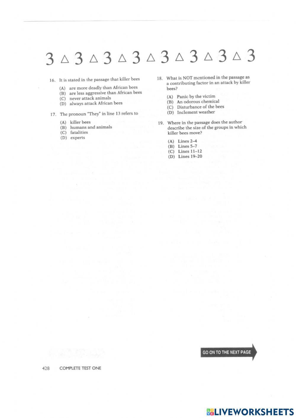 TM - test 1 - Qs10-50 online exercise for | Live Worksheets