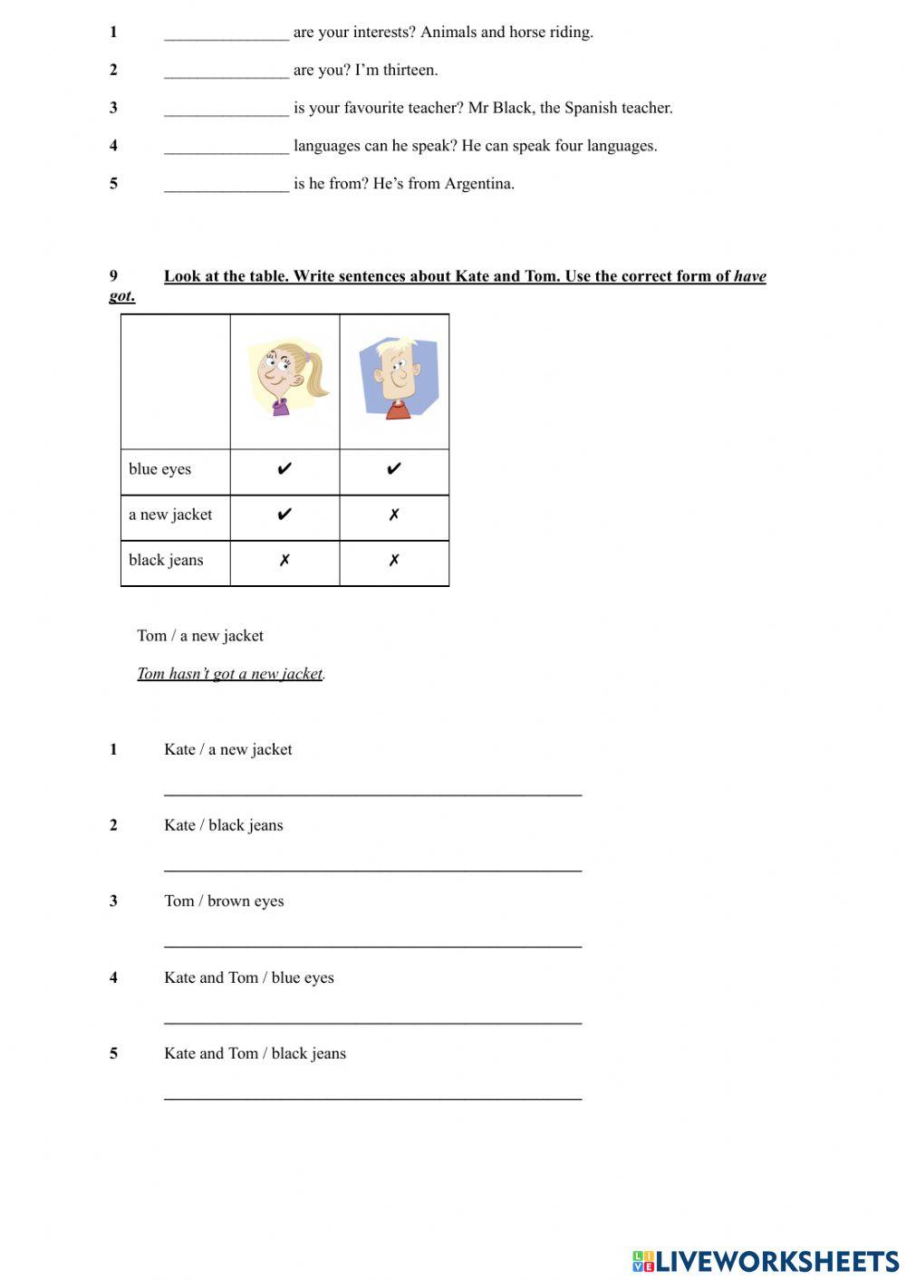 English online exercise for English | Live Worksheets