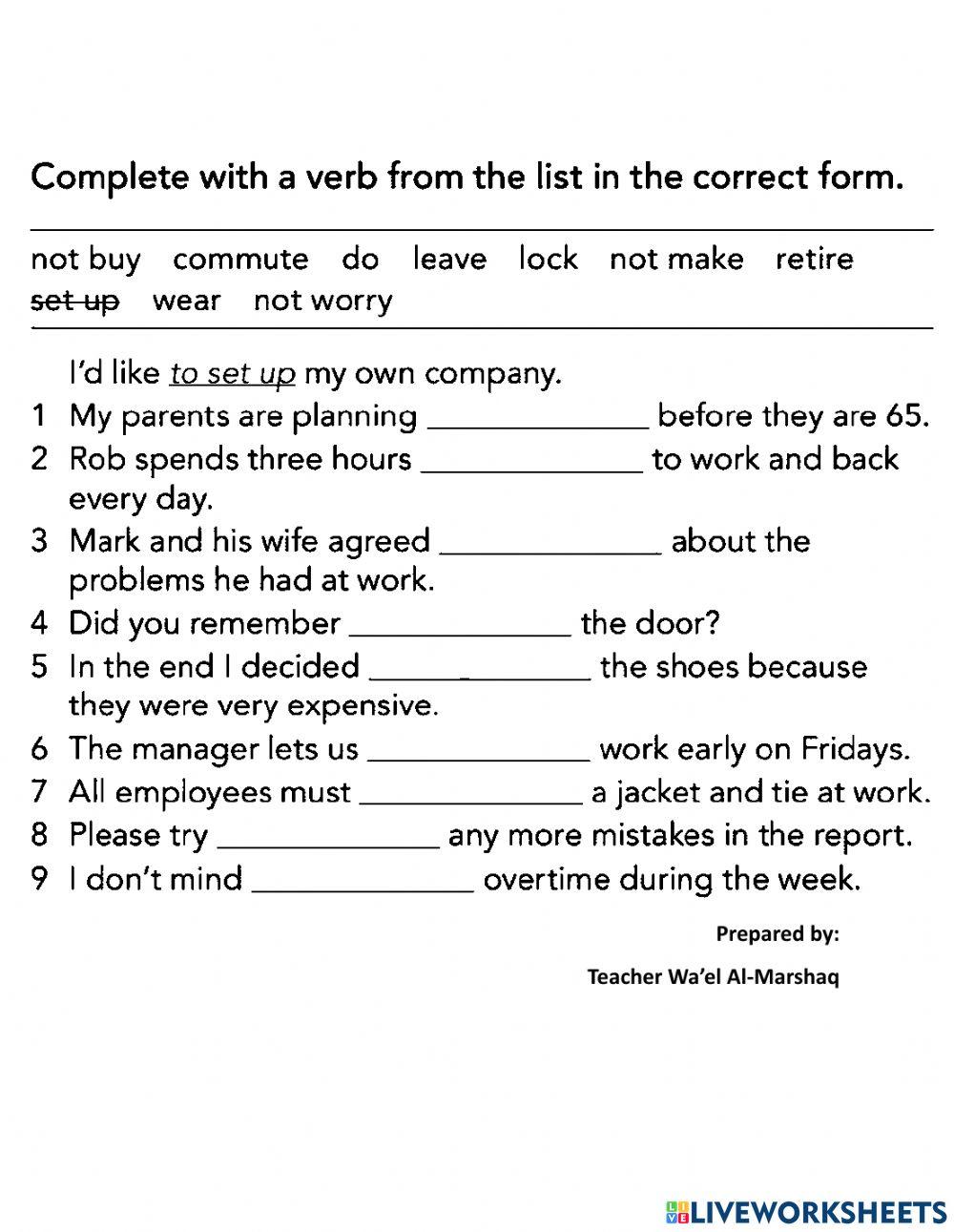 6986319 | Int.B Unit 8A: Grammar Bank- Infinitive or