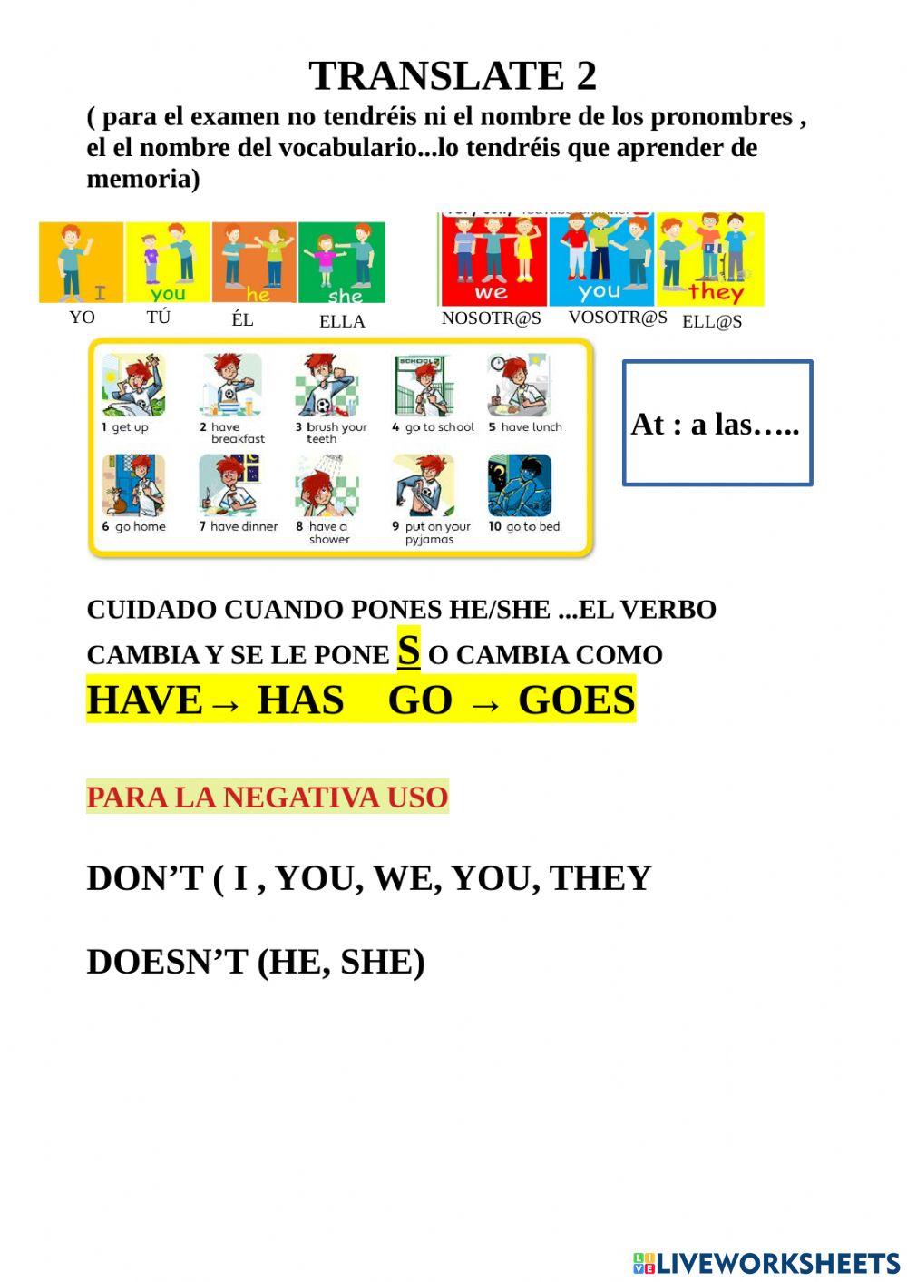 Translate 2 activity | Live Worksheets