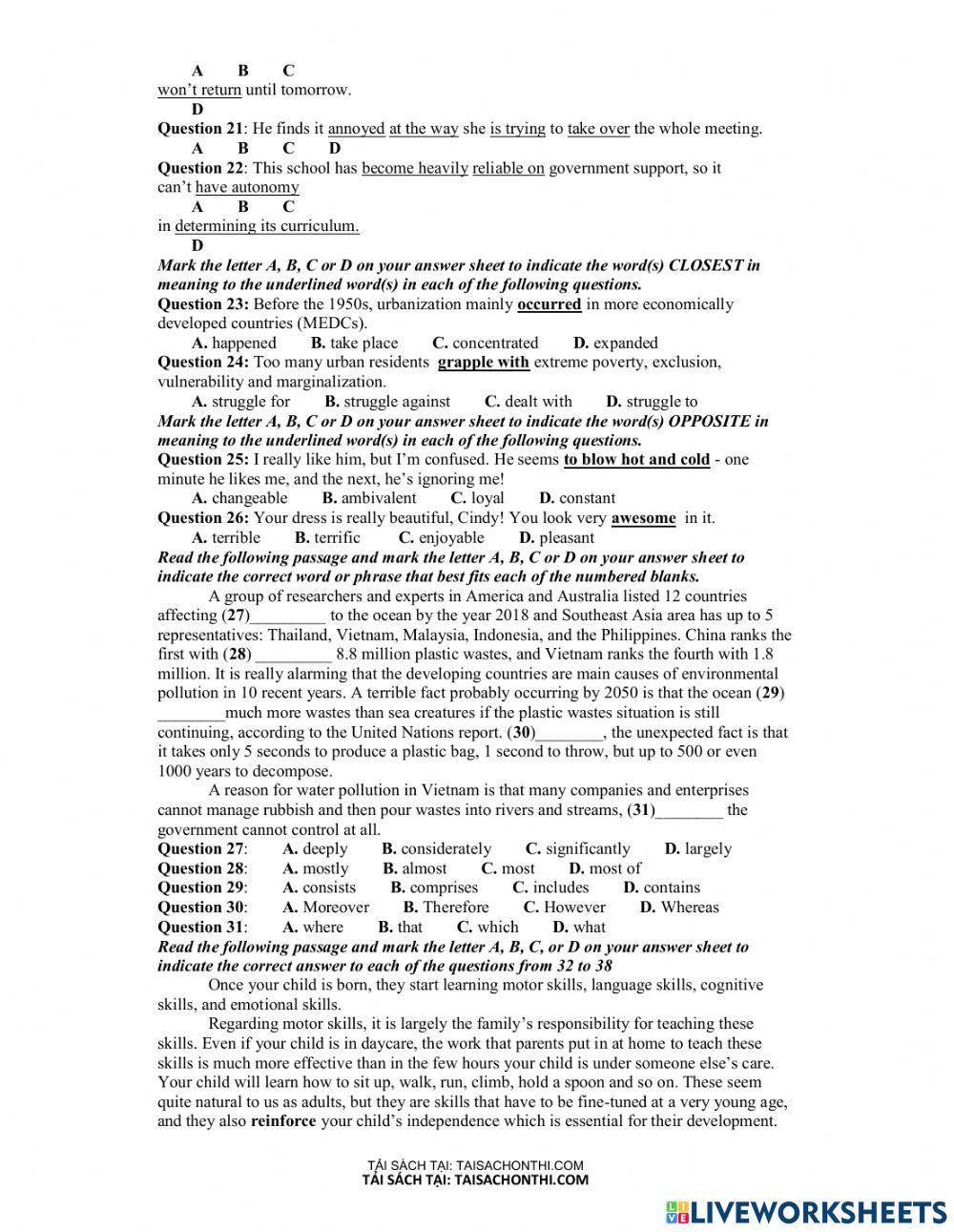 A online exercise for | Live Worksheets