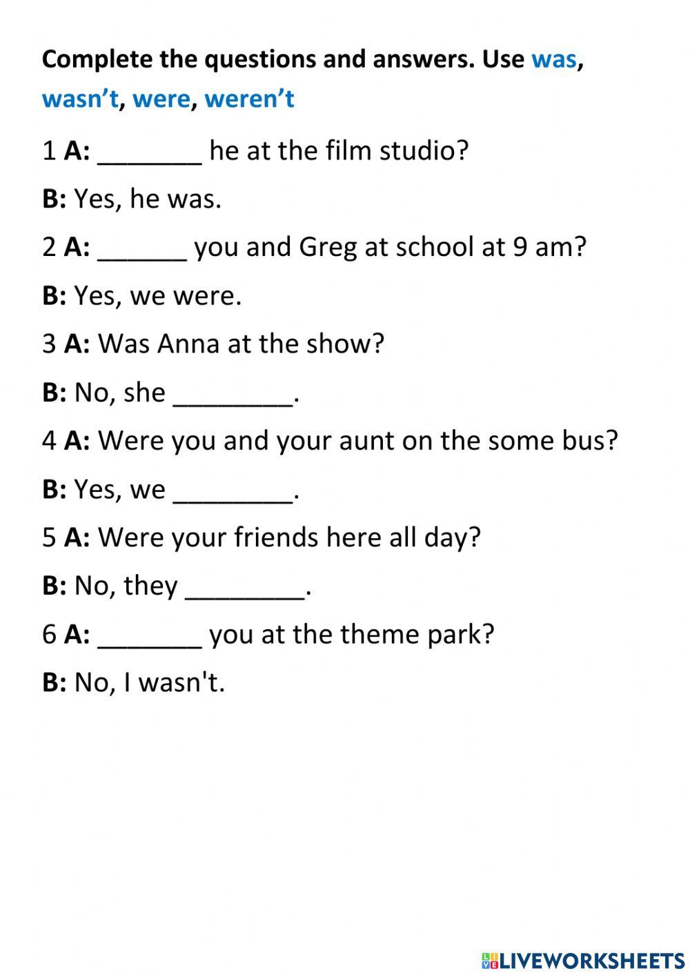 Was were online worksheet for elem | Live Worksheets