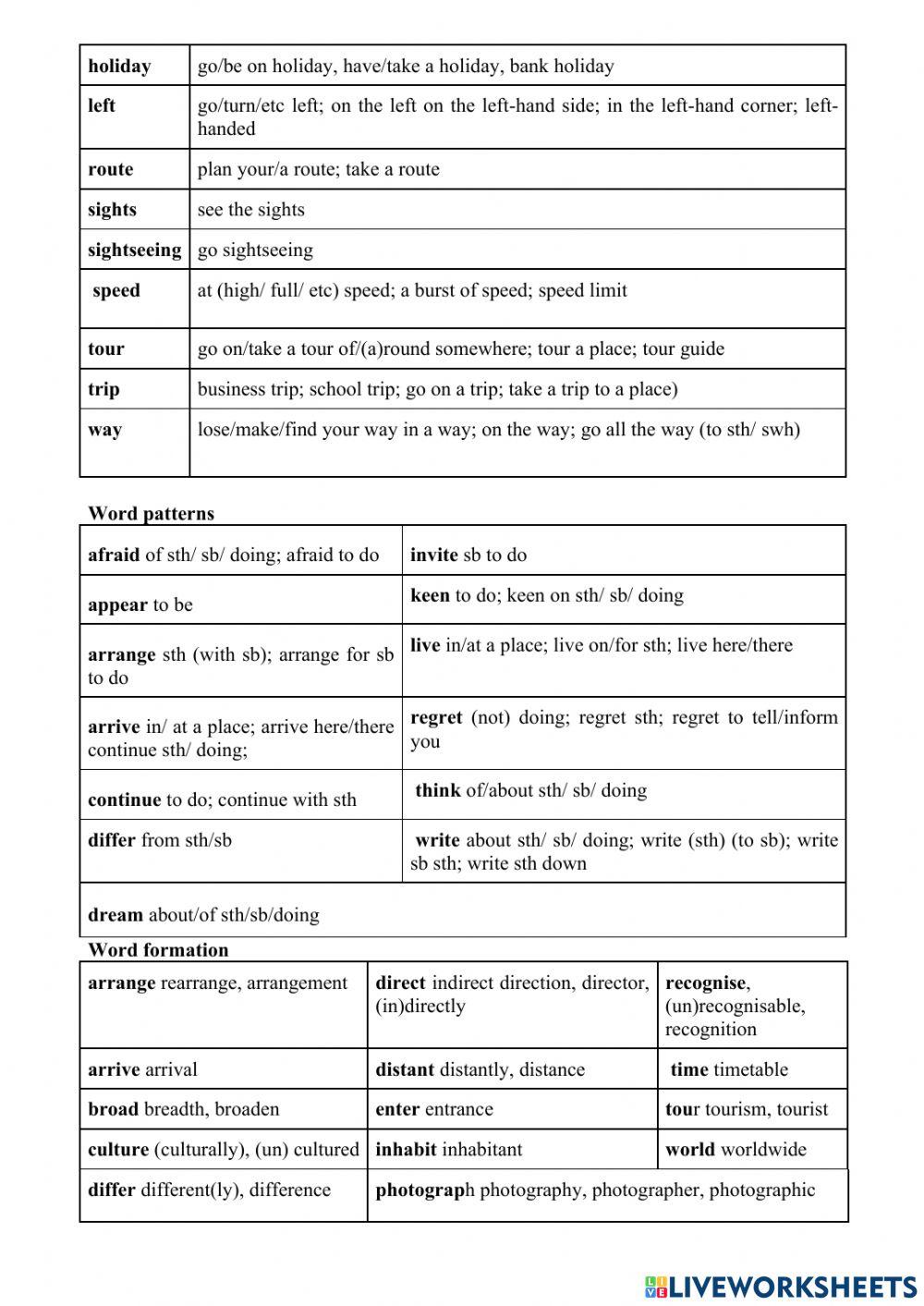 Destination B2 Vocabulary Exercise - Unit 2 online exercise for | Live ...