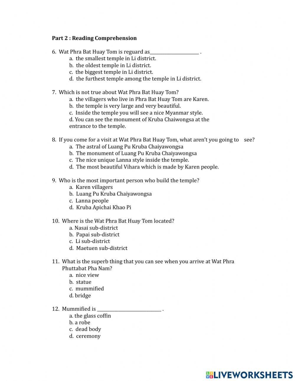 Reading 3 : Famous Temples in Li District 0702