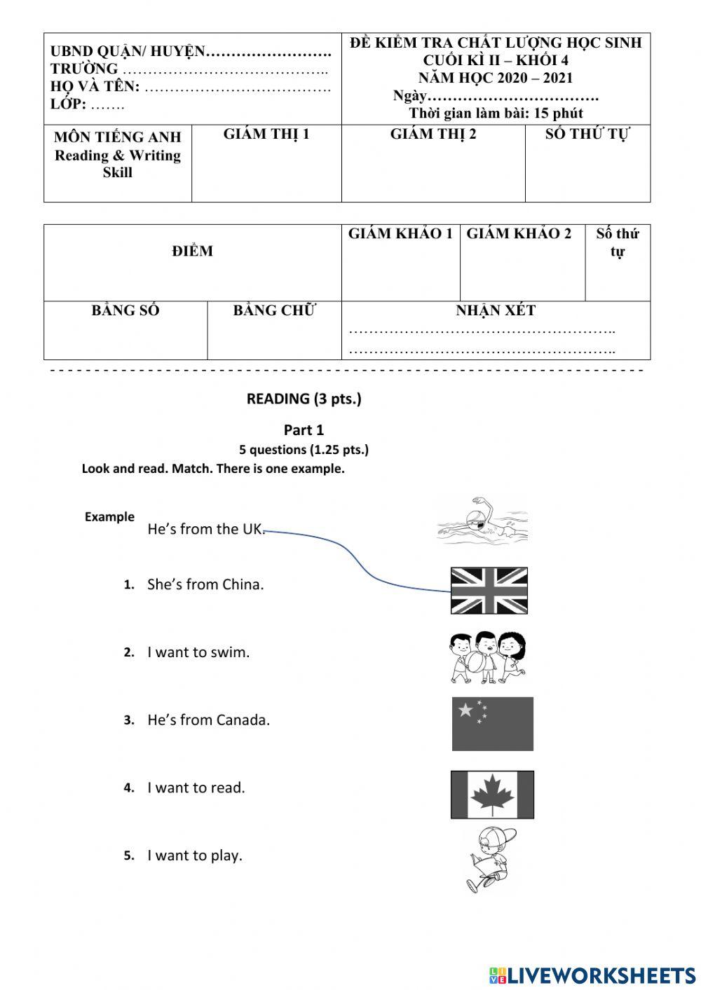 Smart start 4 final test reading 7013985 | lilynguyen1997
