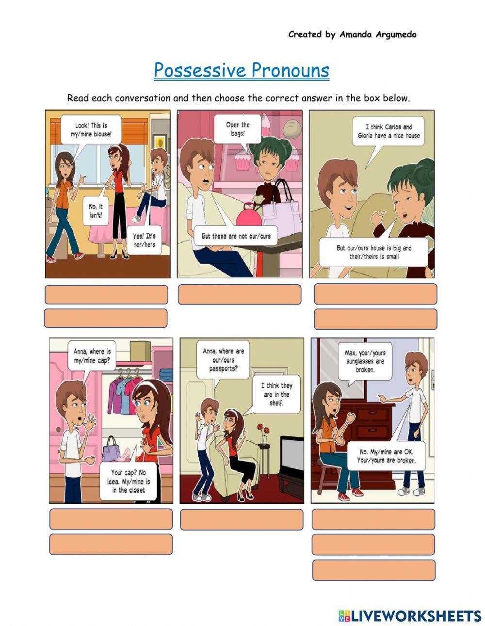 Possessive Pronouns online exercise for 1A | Live Worksheets