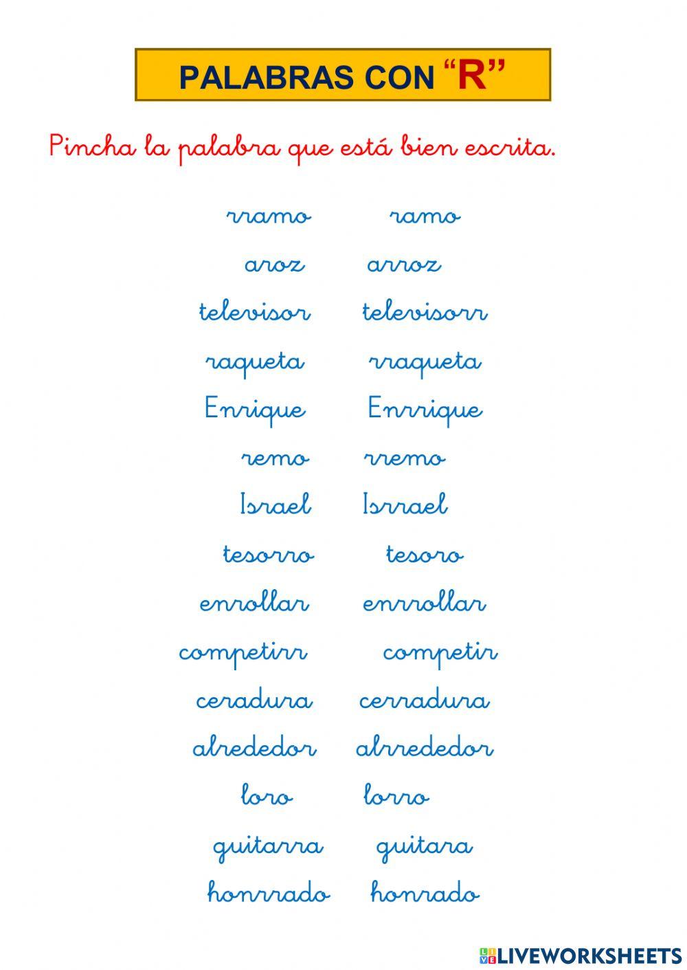 Palabras con -r- 7163366 | jorgemateossancho | Live