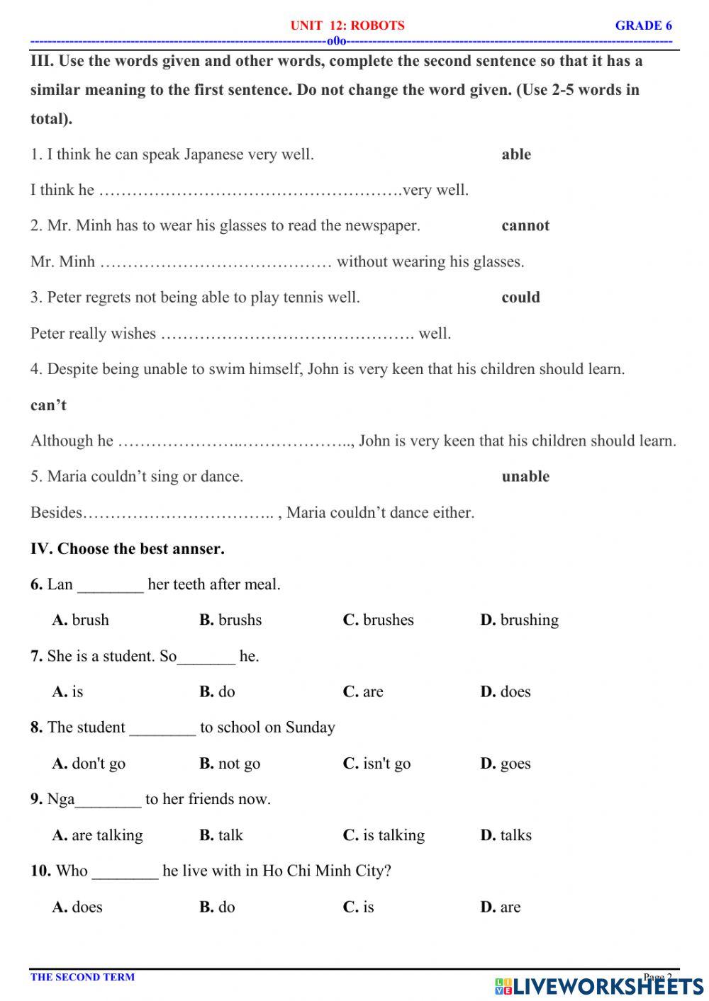 12th grade practice test