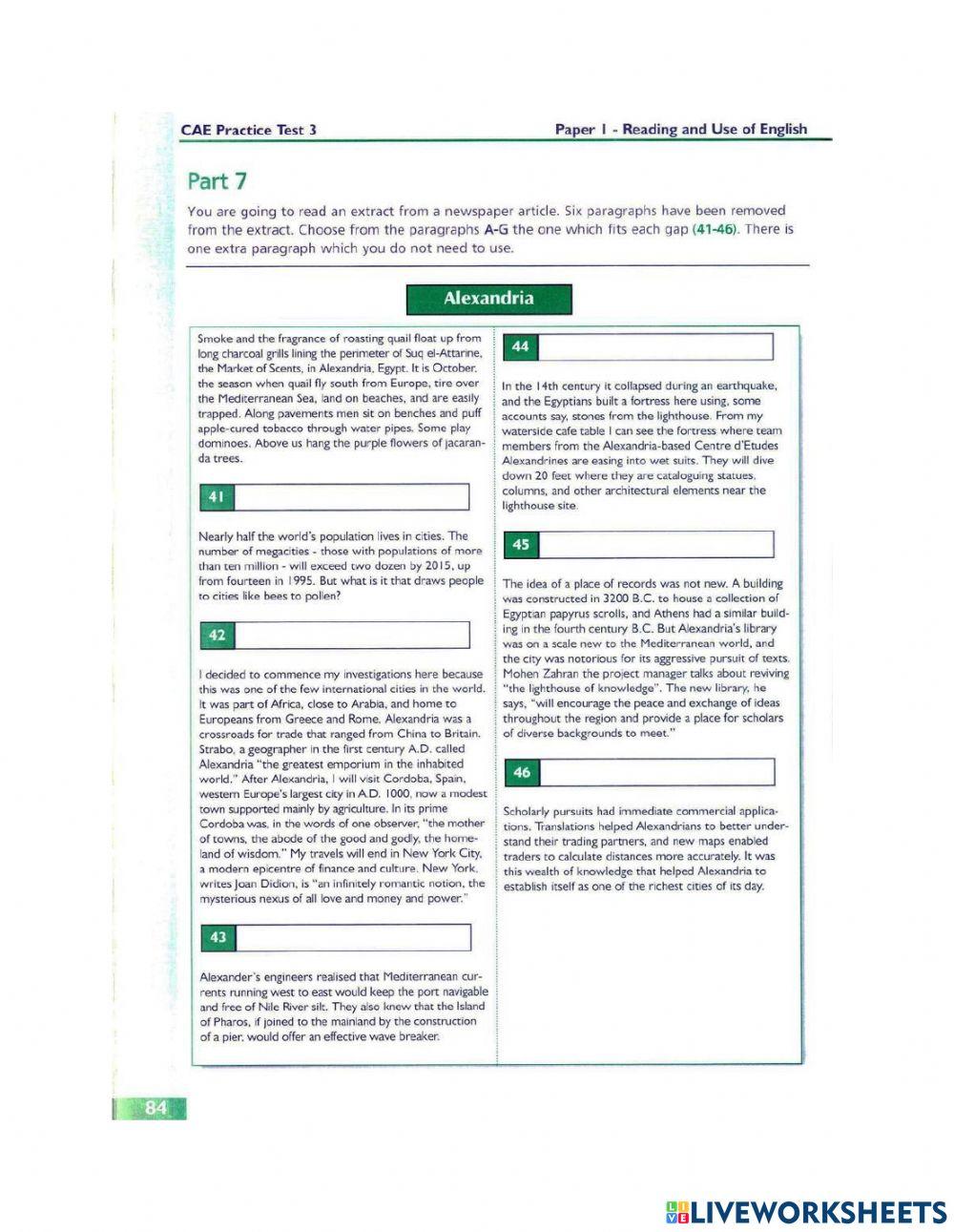 CAE Reading And Use Of English Test 3 Online Exercise For Live Worksheets CAE Reading And Use Of English Test 3 Online Exercise For Live Worksheets
